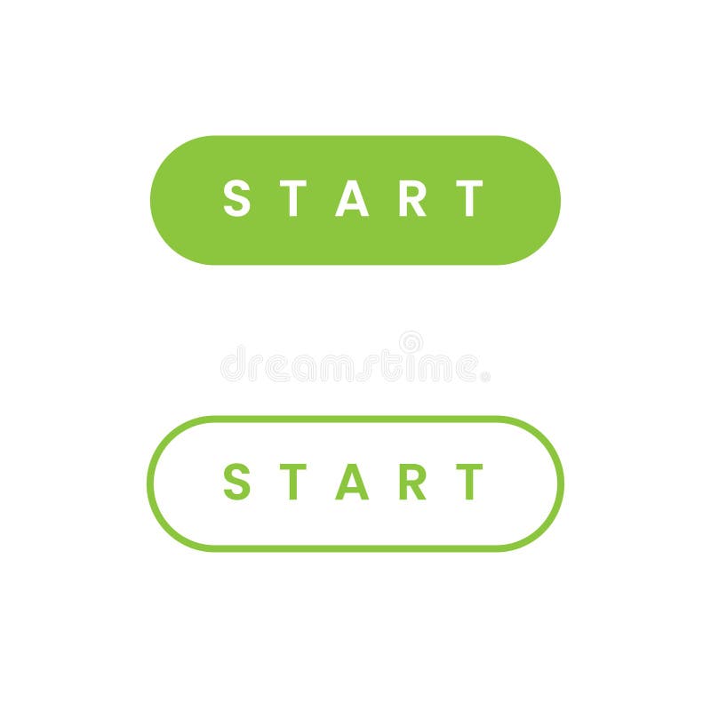 Start Button Green Color Vector Icon Set. Stock Vector - Illustration ...