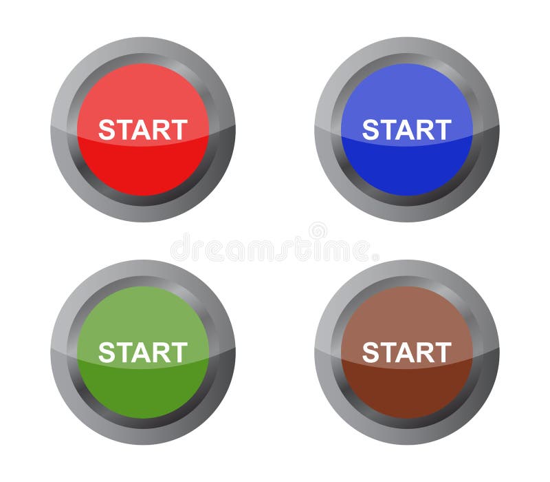 Start Button Icon Illustrated in Vector on White Background Stock ...