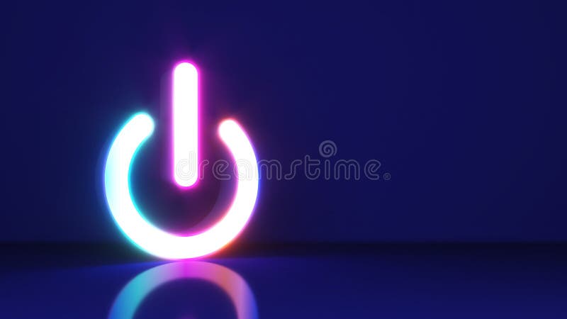 Start Button Press Icon with Neon Light, Abstract Image of Startup ...