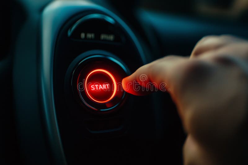 Start Button Pressed on Sleek Car Dashboard Close-up Stock Illustration ...
