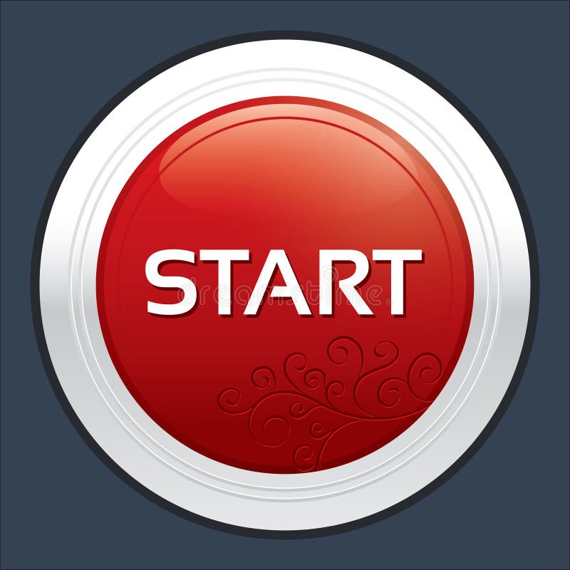 Start Button. Round Sticker. Metallic Icon. Stock Vector - Illustration ...
