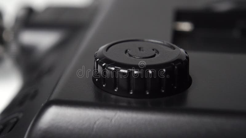 Start Button and Settings Closeup. Black Switch on, Off the Device ...