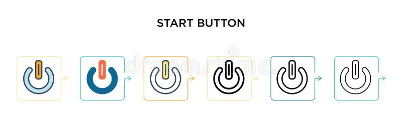 Start Button Vector Icon in 6 Different Modern Styles. Black, Two ...