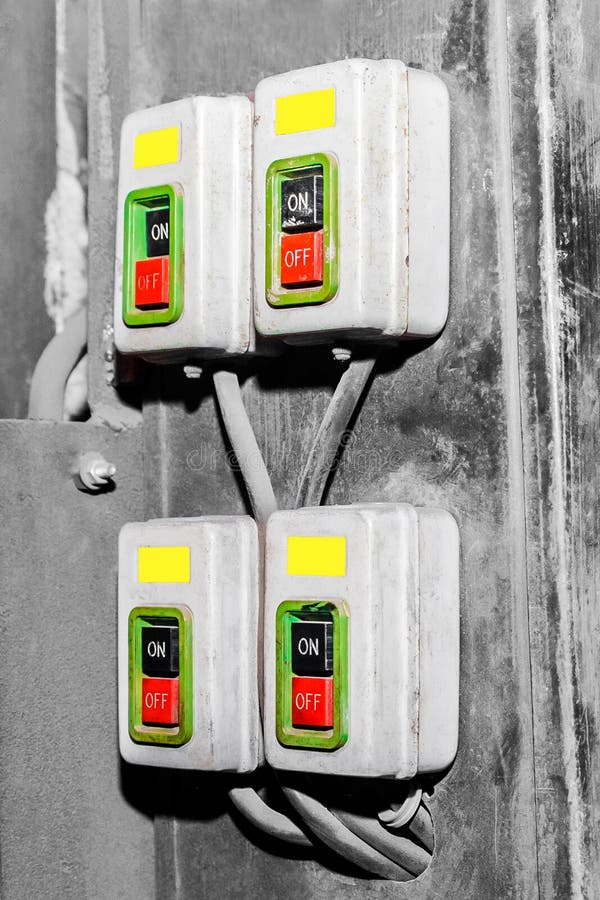 Start Buttons Control Panel of Old Electrical Box Stock Photo - Image ...
