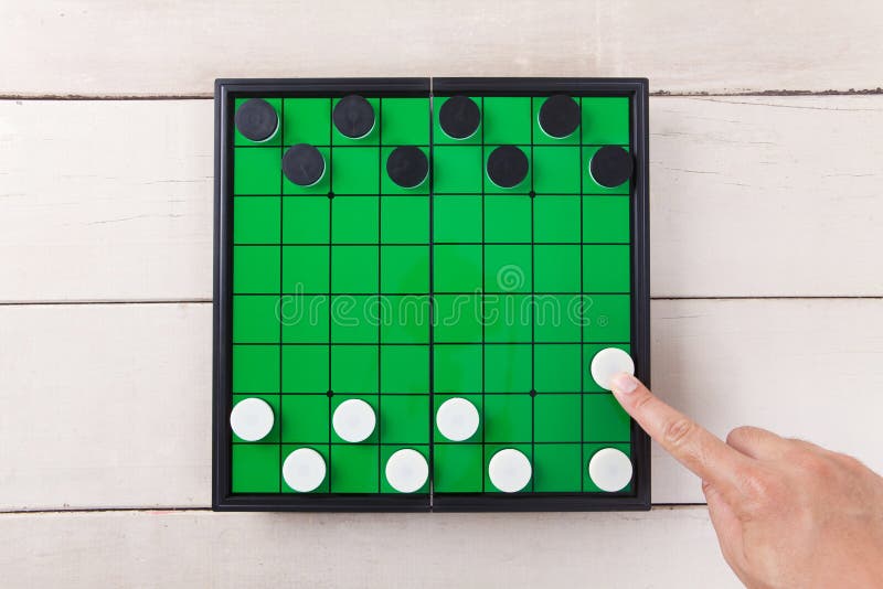 Start Checker Game on Green Board View from Above on Table. Stock Photo ...