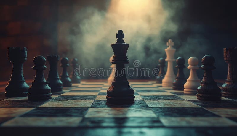 The Start of the Chess Game is Illustrated in 3D, with Pieces Standing ...