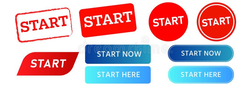Start Circle Rectangle Stamp and Button Design Element for Push Control ...
