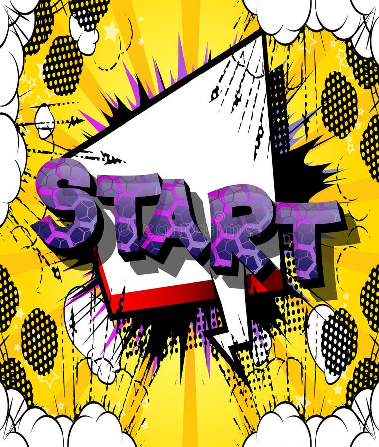 Start Comic Poster. Cartoonish Speech Bubble Stock Vector ...