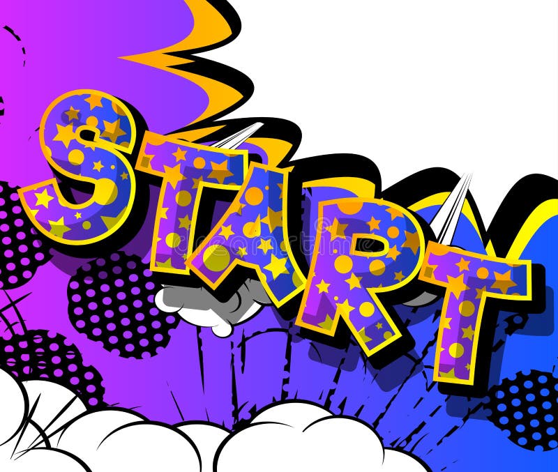 Start. Comic Book Word Text. Stock Vector - Illustration of retro ...
