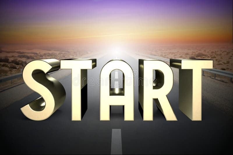 Start Concept, Road - 3D Rendering Stock Illustration - Illustration of ...