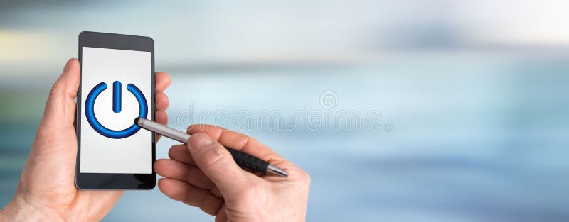Start Concept on a Smartphone Stock Photo - Image of power, electric ...