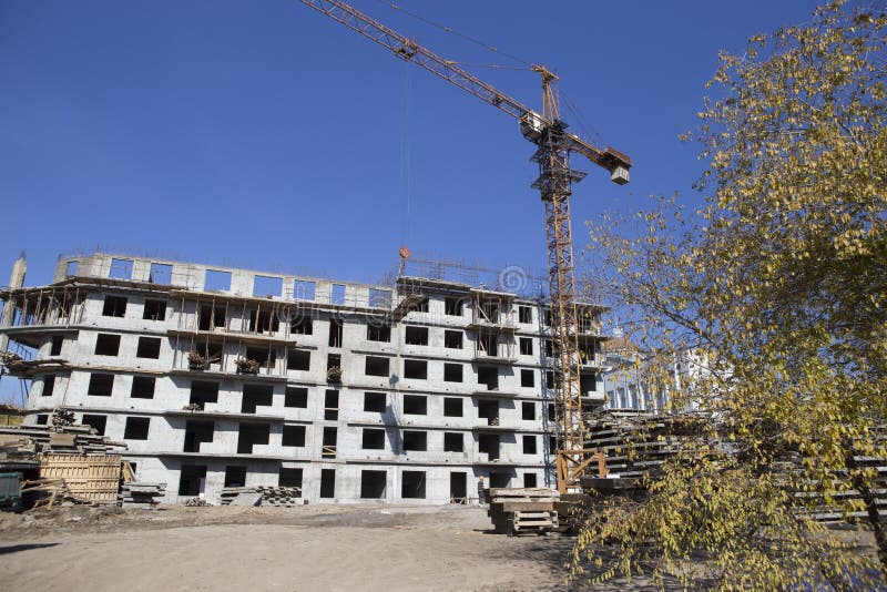 Start of Construction of a High-rise Concrete Building Stock Photo ...