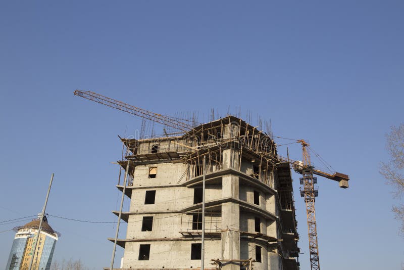 Start of Construction of a High-rise Concrete Building Stock Photo ...