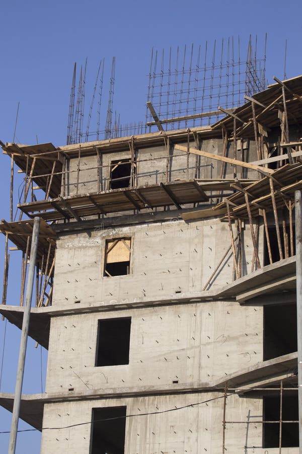Start of Construction of a High-rise Concrete Building Stock Image ...
