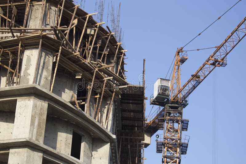 Start of Construction of a High-rise Concrete Building Stock Photo ...