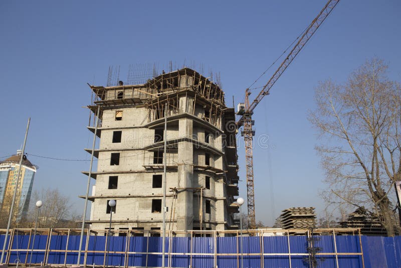 Start of Construction of a High-rise Concrete Building Stock Image ...