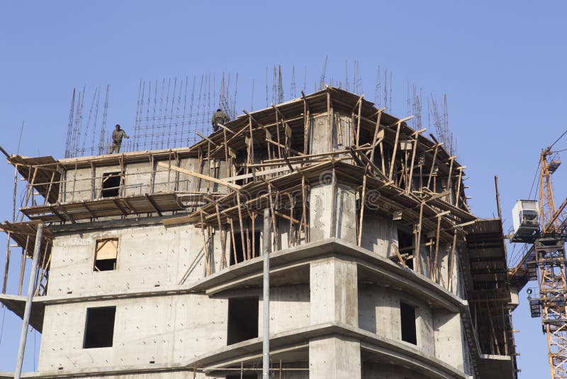 Start of Construction of a High-rise Concrete Building Stock Photo ...