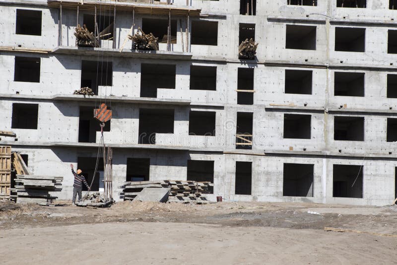 Start of Construction of a High-rise Concrete Building Stock Image ...