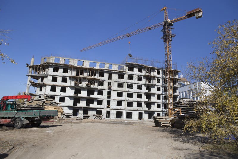 Start of Construction of a High-rise Concrete Building Stock Photo ...