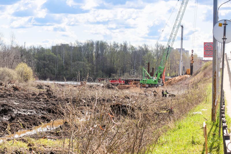 Construction Work on the River Editorial Stock Image - Image of builder ...