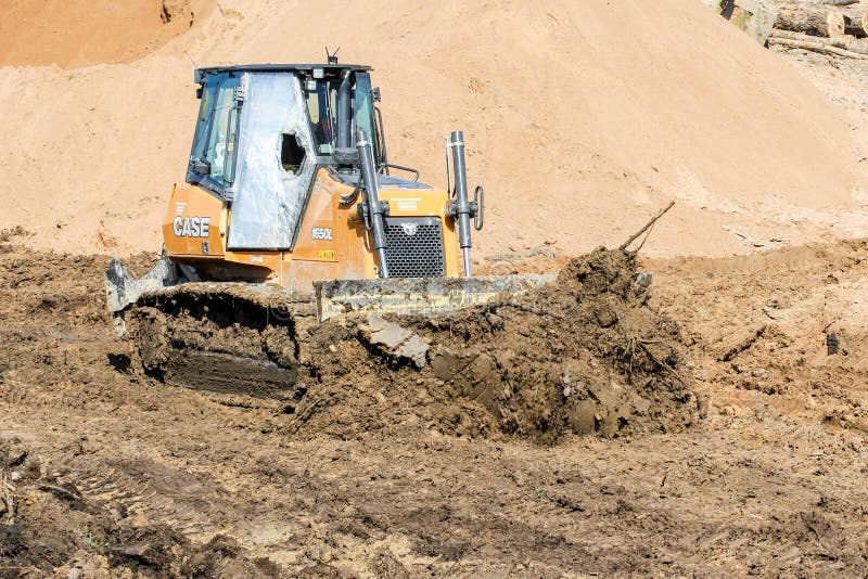 Medium Bulldozer at Leveling Works Editorial Photo - Image of driver ...