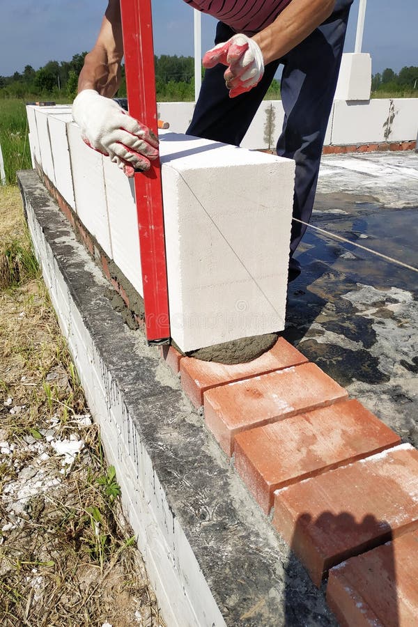 Start of Construction in a New Building with a Free Plan of Red Brick ...