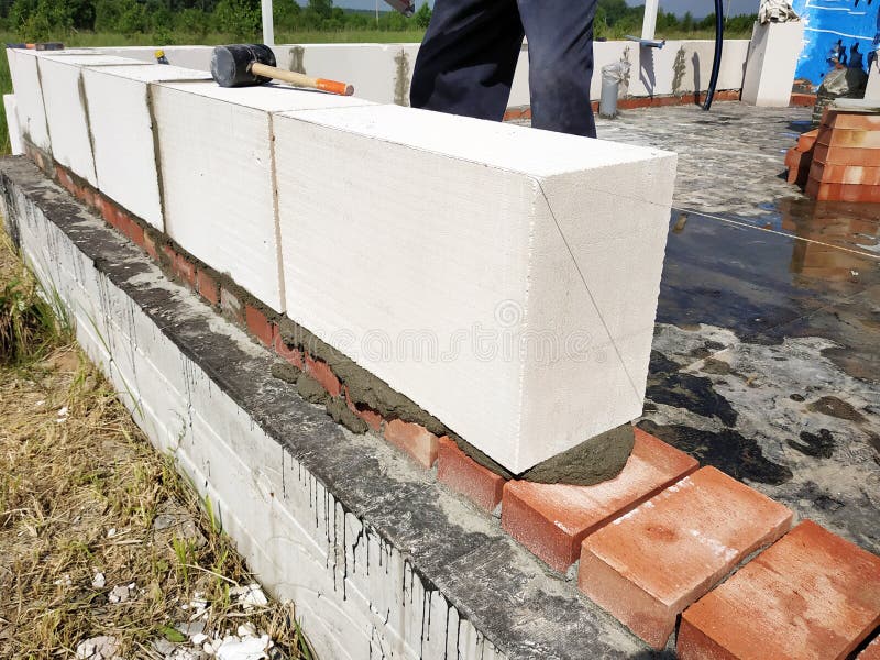 Start of Construction in a New Building with a Free Plan of Red Brick ...