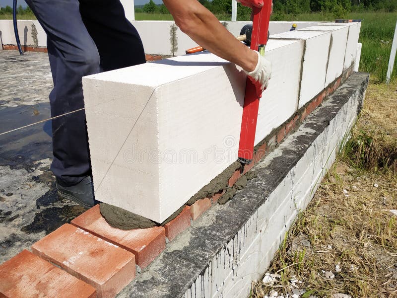 Start of Construction in a New Building with a Free Plan of Red Brick ...