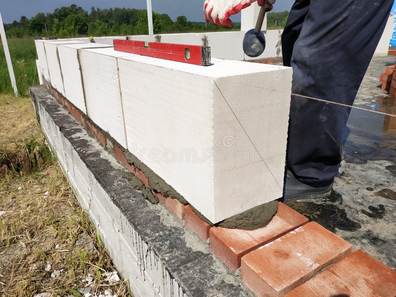 Start of Construction in a New Building with a Free Plan of Red Brick ...