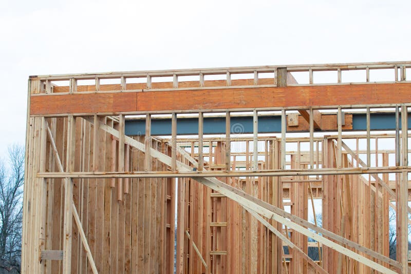 Start of Construction of a New House Work Timber Frame Material Stock ...