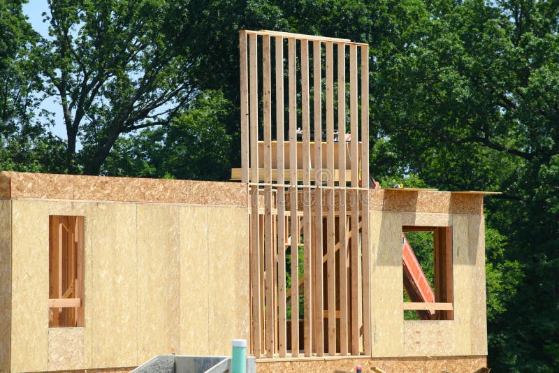 Start of Construction of a New House Work Timber Frame Material Wood ...