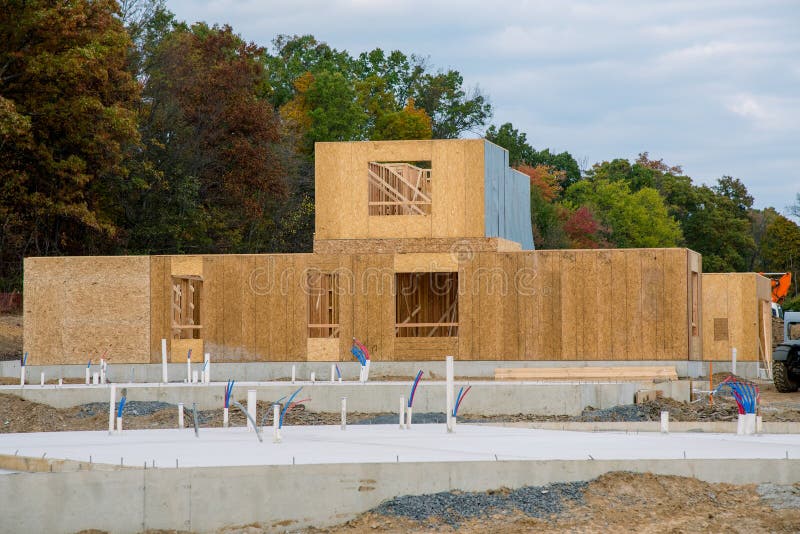 Start of Construction of a Plywood House Stock Photo - Image of ...