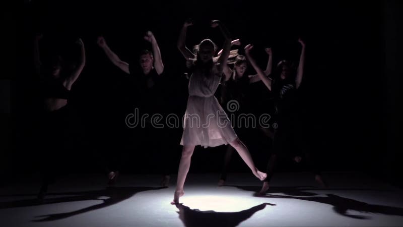 Sensual Contemporary Dance Performance of One Dancers on Black, Shadow ...