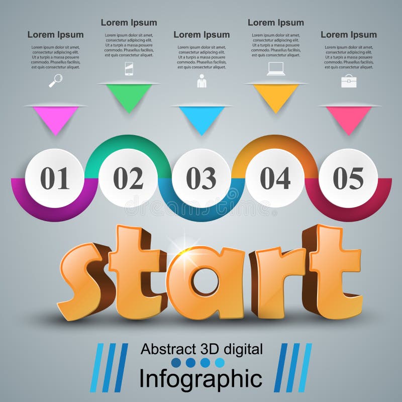 Start 3d Business Infographics. Stock Vector - Illustration of concept ...