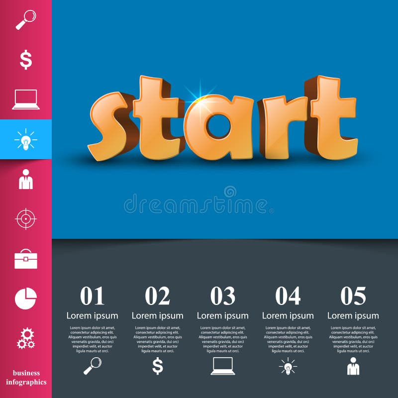 Start 3d Business Infographics. Stock Vector - Illustration of banner ...
