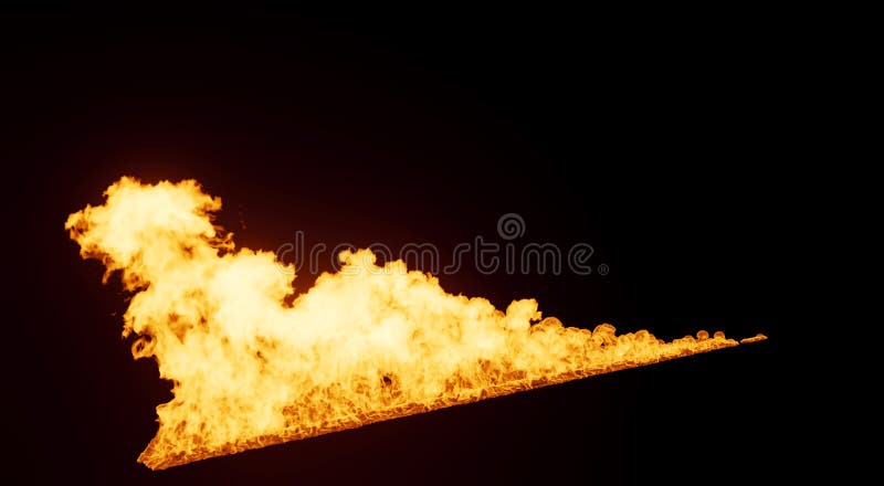 Start of a Diagonal Fire Line with a Light Reddish Glow on Black Stock ...