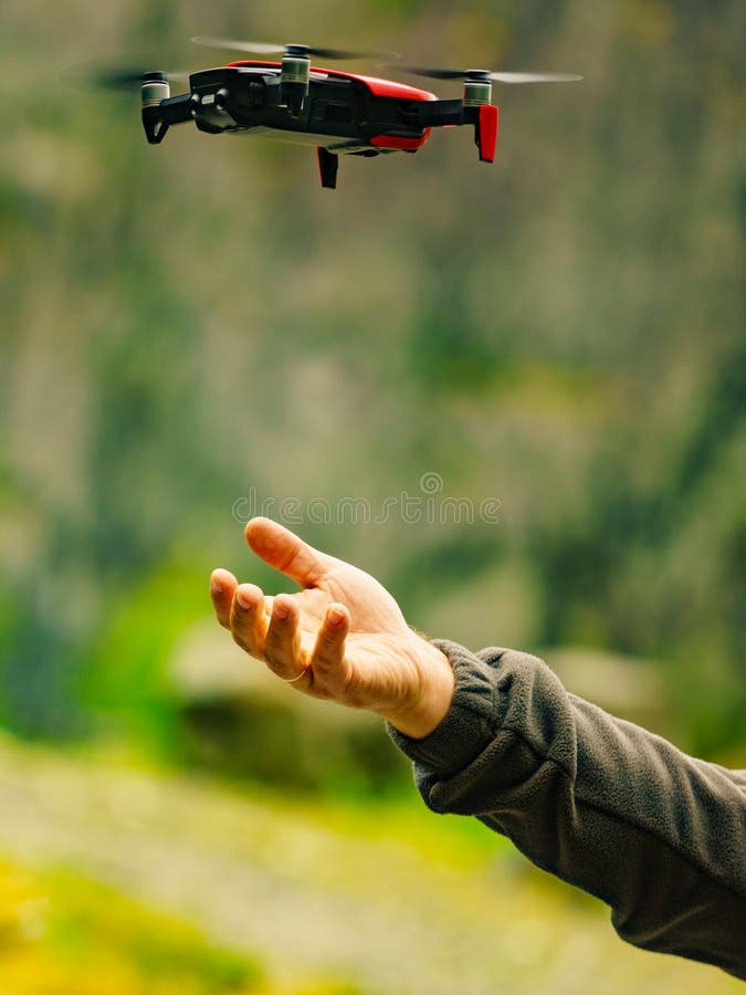 Start the Drone, Launching from Hand Stock Photo - Image of person ...