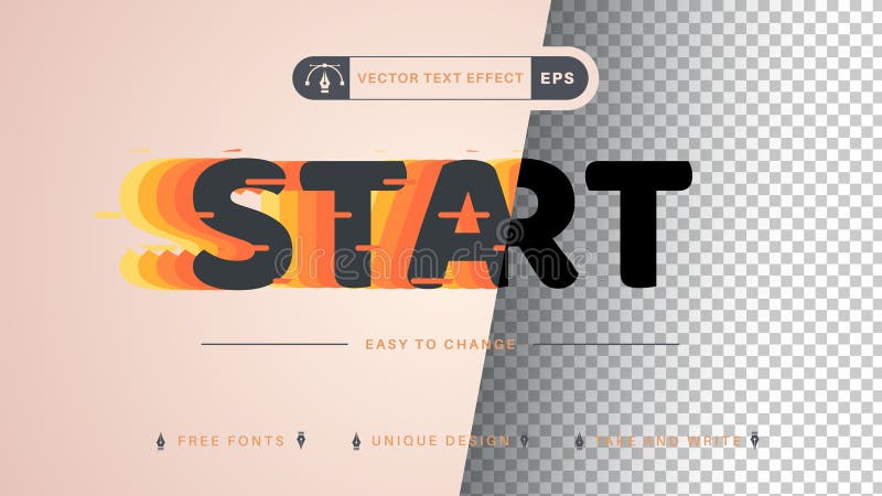Start - Editable Text Effect, Font Style Stock Vector - Illustration of ...