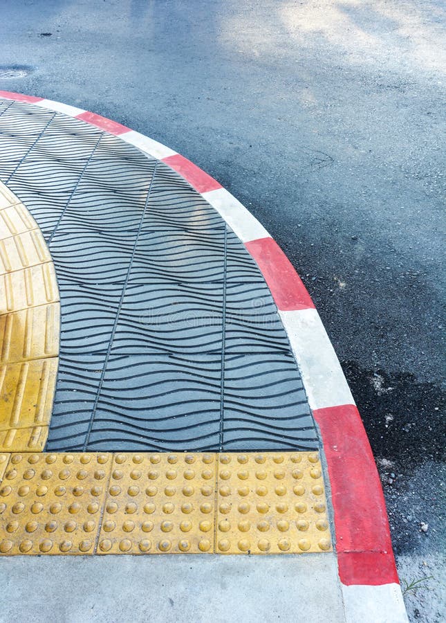 Start or End Point of Yellow Pedestrian Lane for Helping Blind People ...