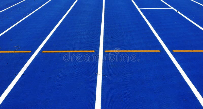 Blue Runway. the Start and End of the Stadium Track Stock Image - Image ...