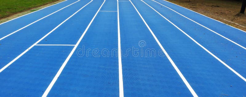 Blue Runway. the Start and End of the Stadium Track Stock Image - Image ...