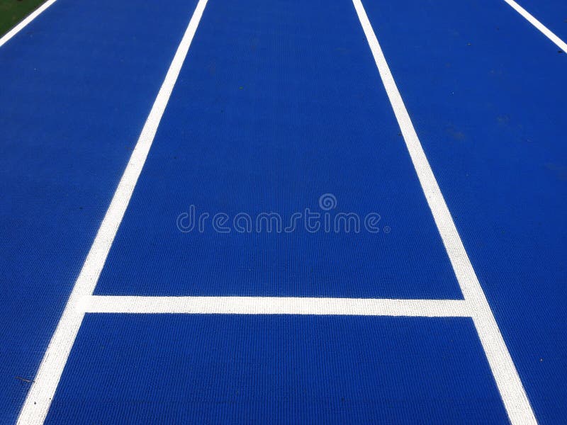 Blue Runway. the Start and End of the Stadium Track Stock Photo - Image ...