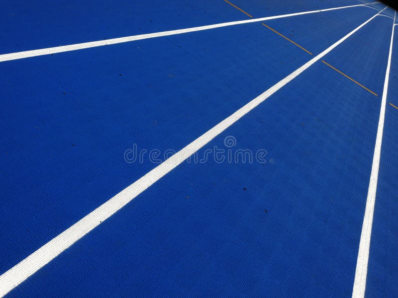 Blue Runway. the Start and End of the Stadium Track Stock Image - Image ...