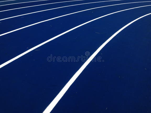 Blue Runway. the Start and End of the Stadium Track Stock Photo - Image ...