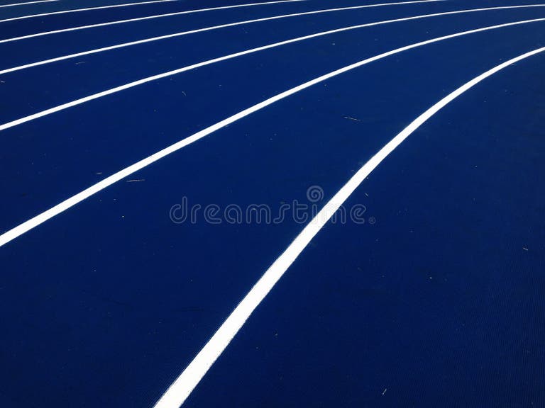 Blue Runway. the Start and End of the Stadium Track Stock Photo - Image ...