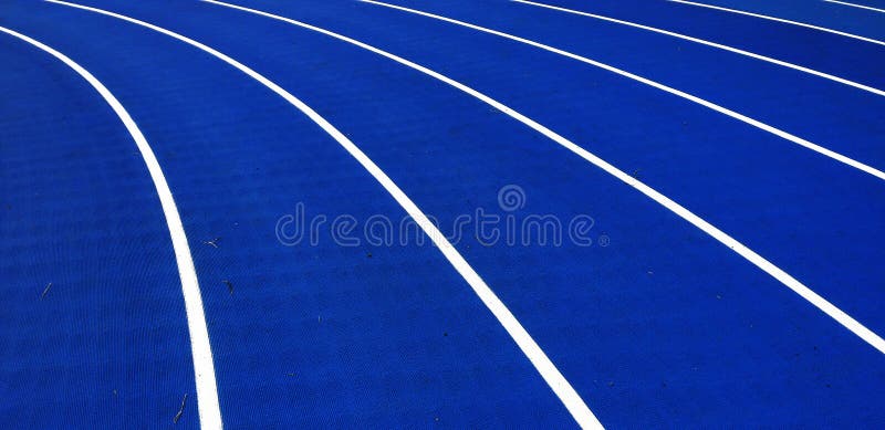 Blue Runway. the Start and End of the Stadium Track Stock Photo - Image ...