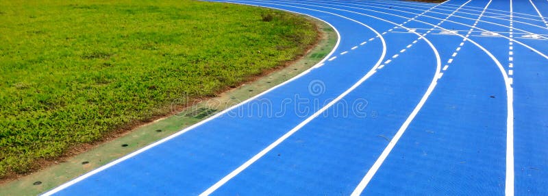 Blue Runway. the Start and End of the Stadium Track Stock Image - Image ...
