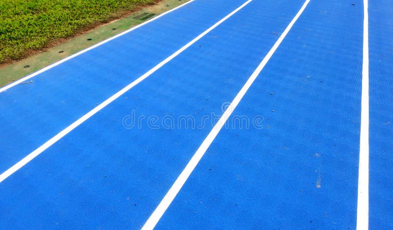 Blue Runway. the Start and End of the Stadium Track Stock Photo - Image ...