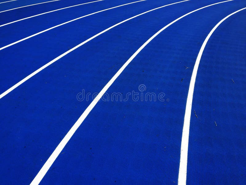 Blue Runway. the Start and End of the Stadium Track Stock Photo - Image ...