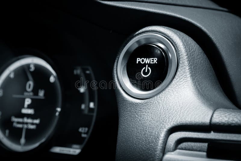 Start Engine Button in a Modern Car Editorial Stock Photo - Image of ...